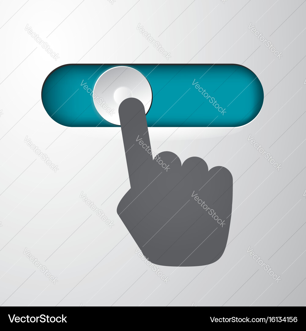 Hand moves the button Royalty Free Vector Image
