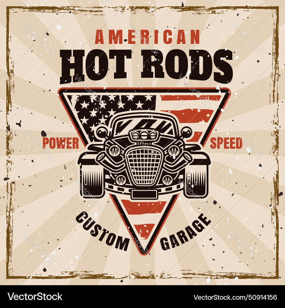 Hot rod emblem label badge or print Royalty Free Vector