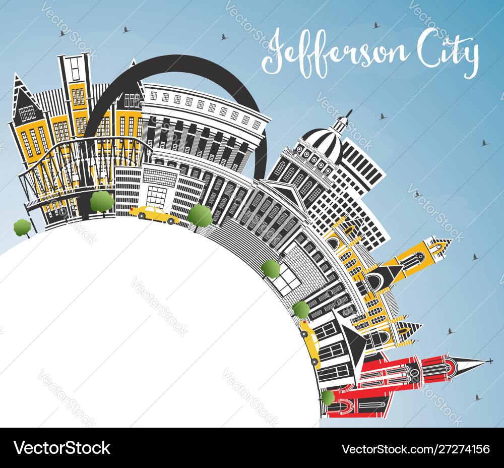 Jefferson city missouri skyline with color Vector Image