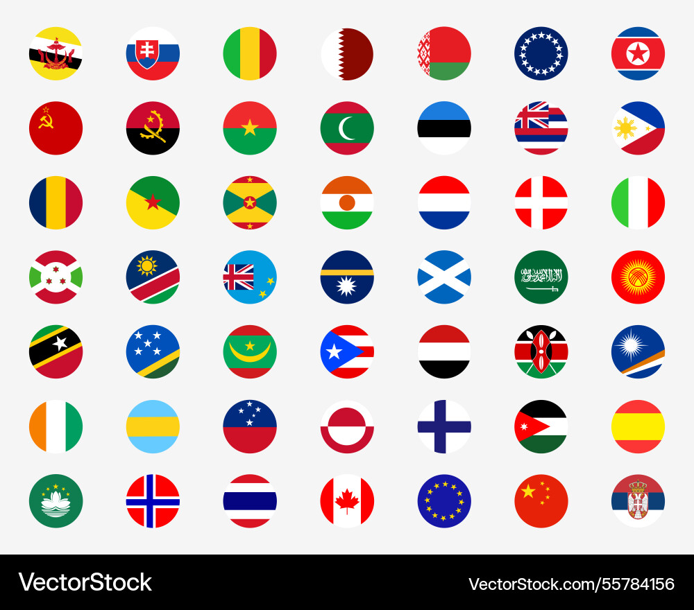 National flags in circle shape Royalty Free Vector Image