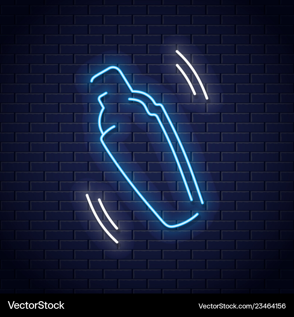 Shaker neon logo bar cocktail mix on wall Vector Image