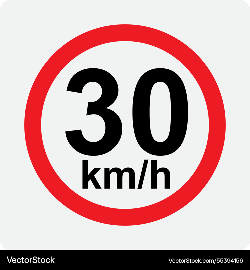 Speed limit 30 kmh signage Royalty Free Vector Image