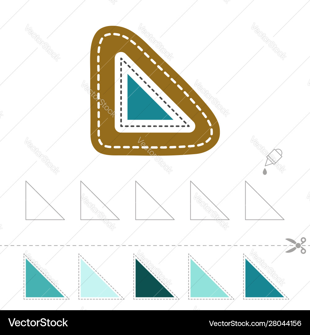 Study triangle 2 cut and glue figures Royalty Free Vector