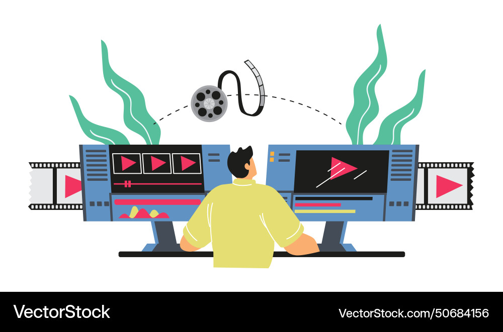 Video editing and production workspace Royalty Free Vector