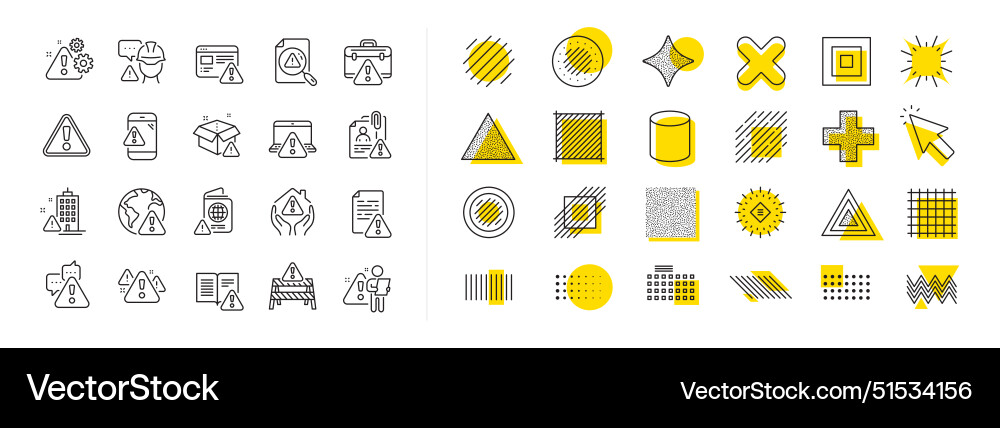 Warnings line icons caution sign exclamation Vector Image Warnings line icons caution sign exclamation Vector Image