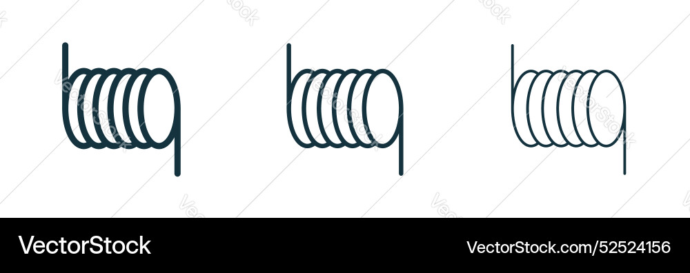 Wire coil icon set black filled and outlined style