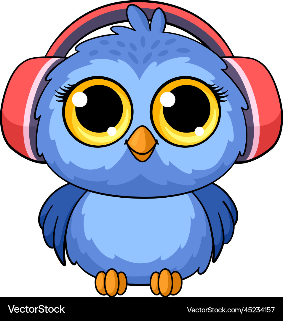 Cute Owl Headphones Cartoon Royalty Free Vector Image