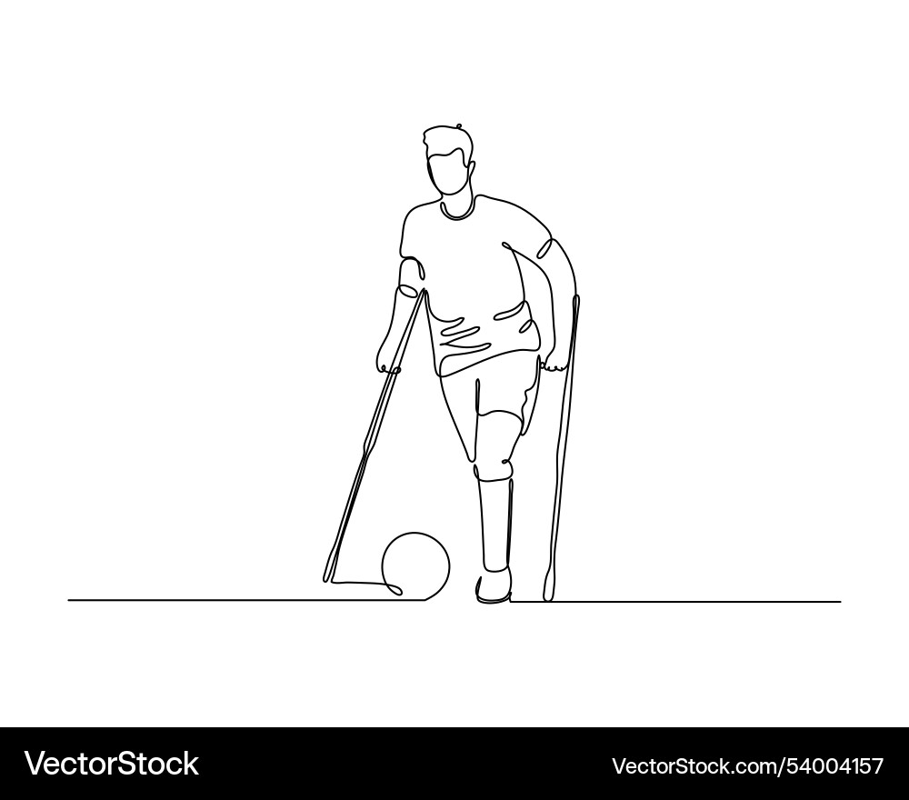 Determined athlete with canes playing ball Vector Image