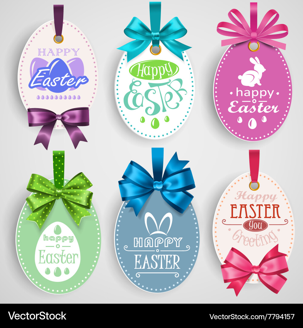 Easter emblem with bows Royalty Free Vector Image
