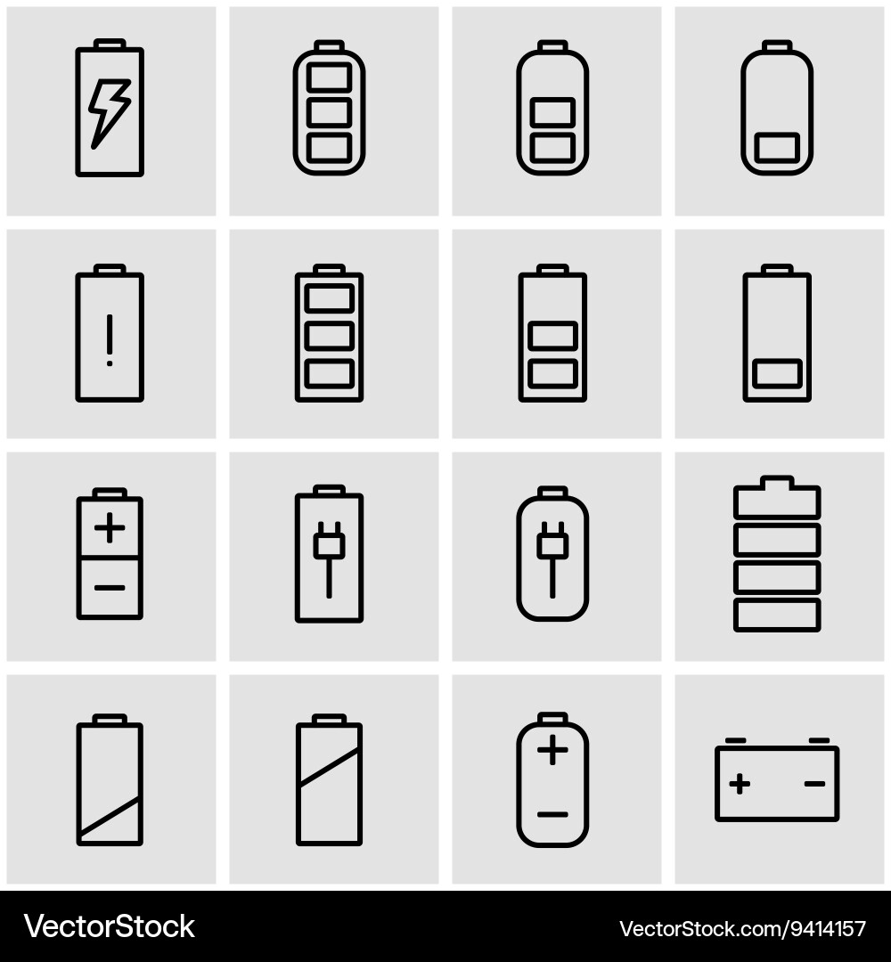 Line battery icon set Royalty Free Vector Image