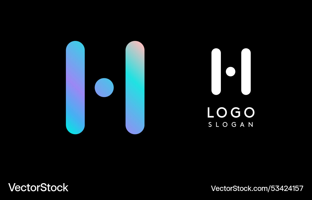 Minimalist geometric letter h bold rounded icon Vector Image