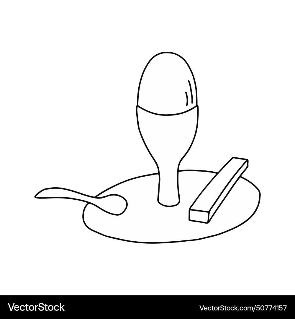 Simple line doodle of a breakfast scene Royalty Free Vector