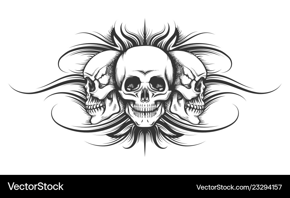 Three skulls tattoo Royalty Free Vector Image - VectorStock