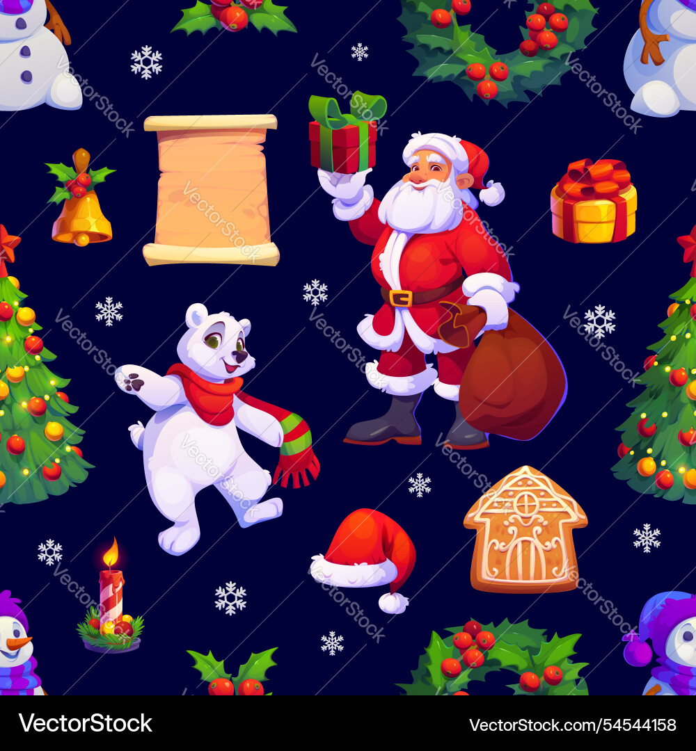 Christmas holiday characters seamless pattern Vector Image