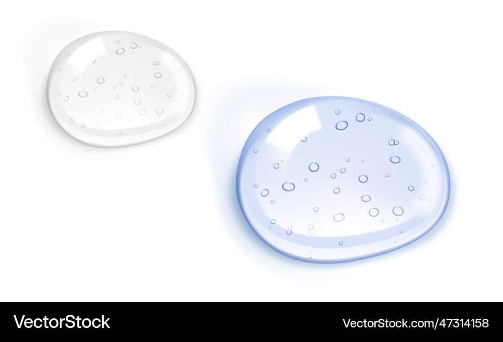 Clear liquid gel drop with bubbles on white back Vector Image