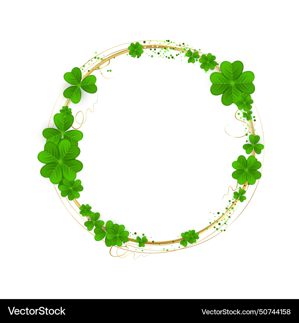 Realistic shamrock wreath round clover frame – Royalty-Free Vector ...