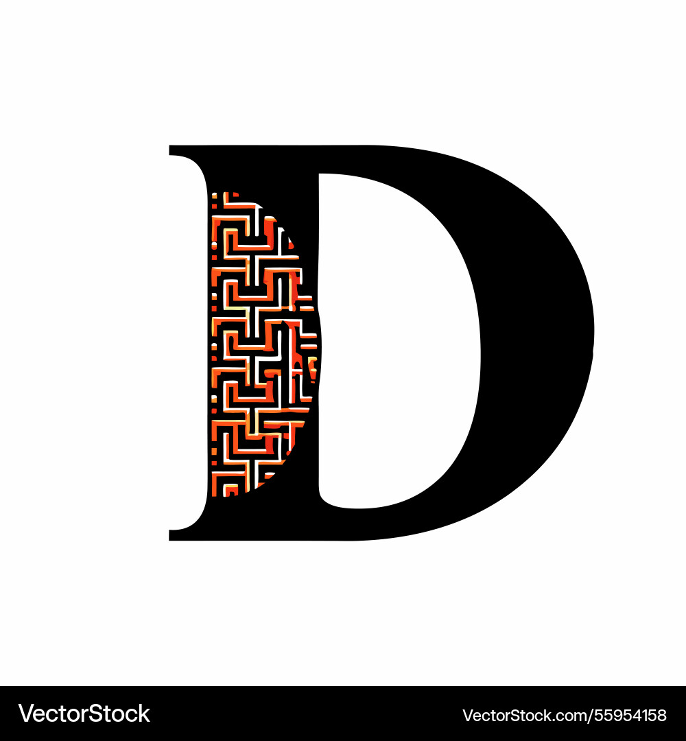 Sticker-Design mit einem kühnen Buchstaben d Vektorbild