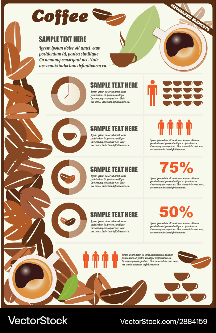 Collection of coffee infographics elements Vector Image