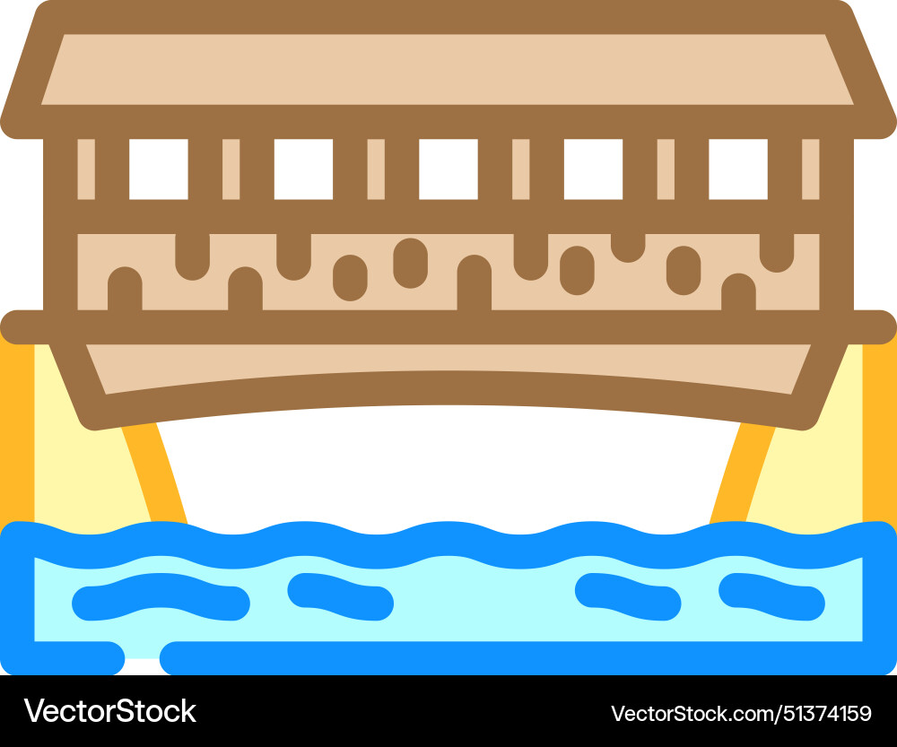 Covered bridge color icon Royalty Free Vector Image