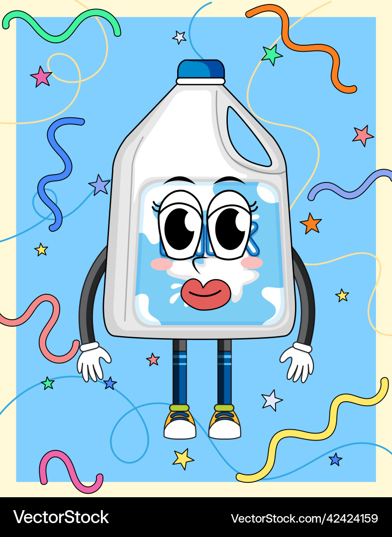 Funny milk bottle cartoon character Royalty Free Vector