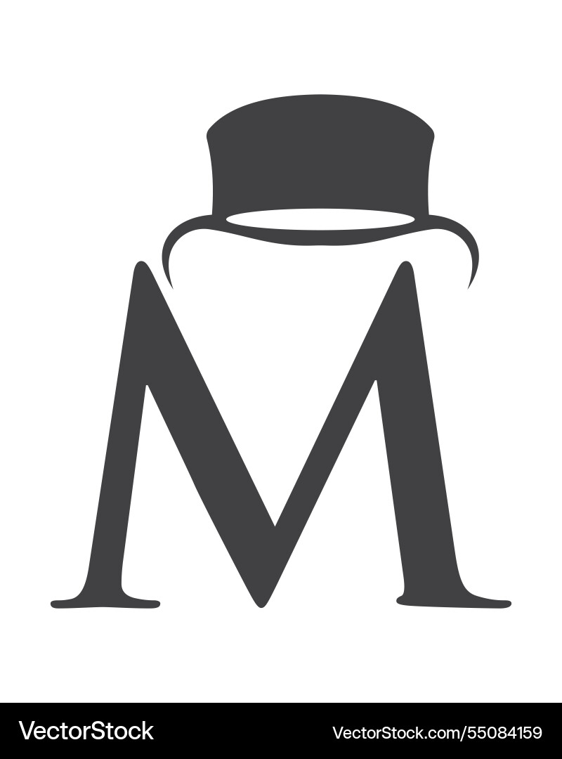 Original Buchstaben m Hut Logo Konzept für Magie Vektorbild