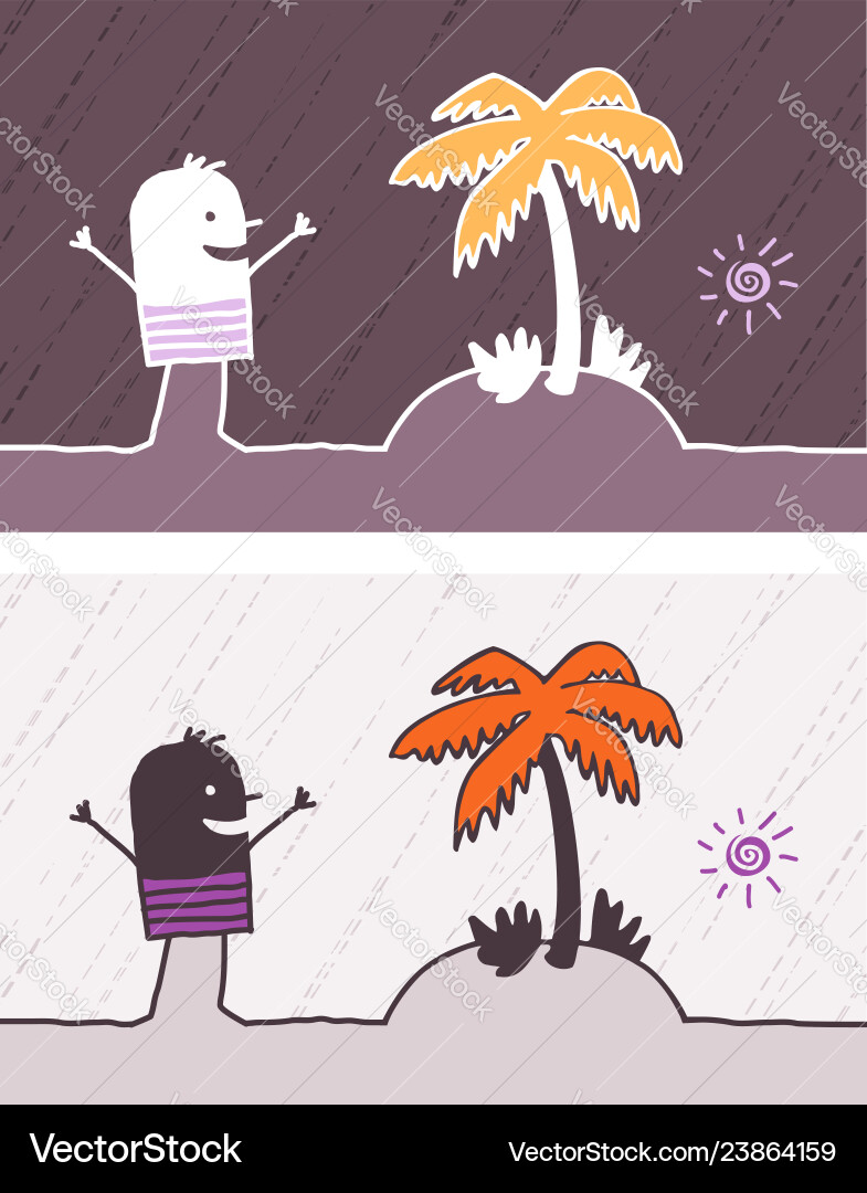 Island colored cartoon Royalty Free Vector Image
