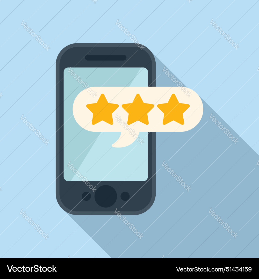 Mobile phone with threestar rating Royalty Free Vector Image