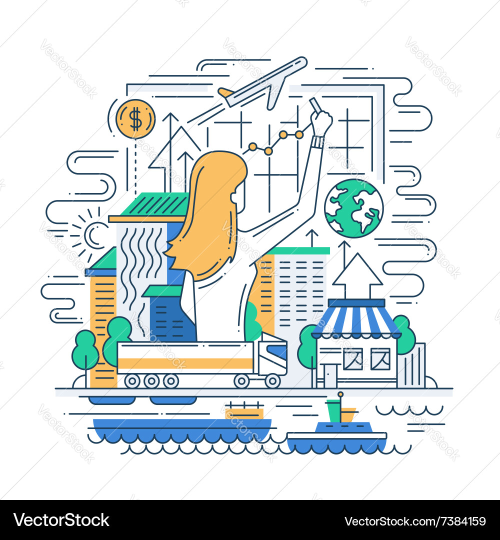 Planning Process Line Art Royalty Free Vector Image