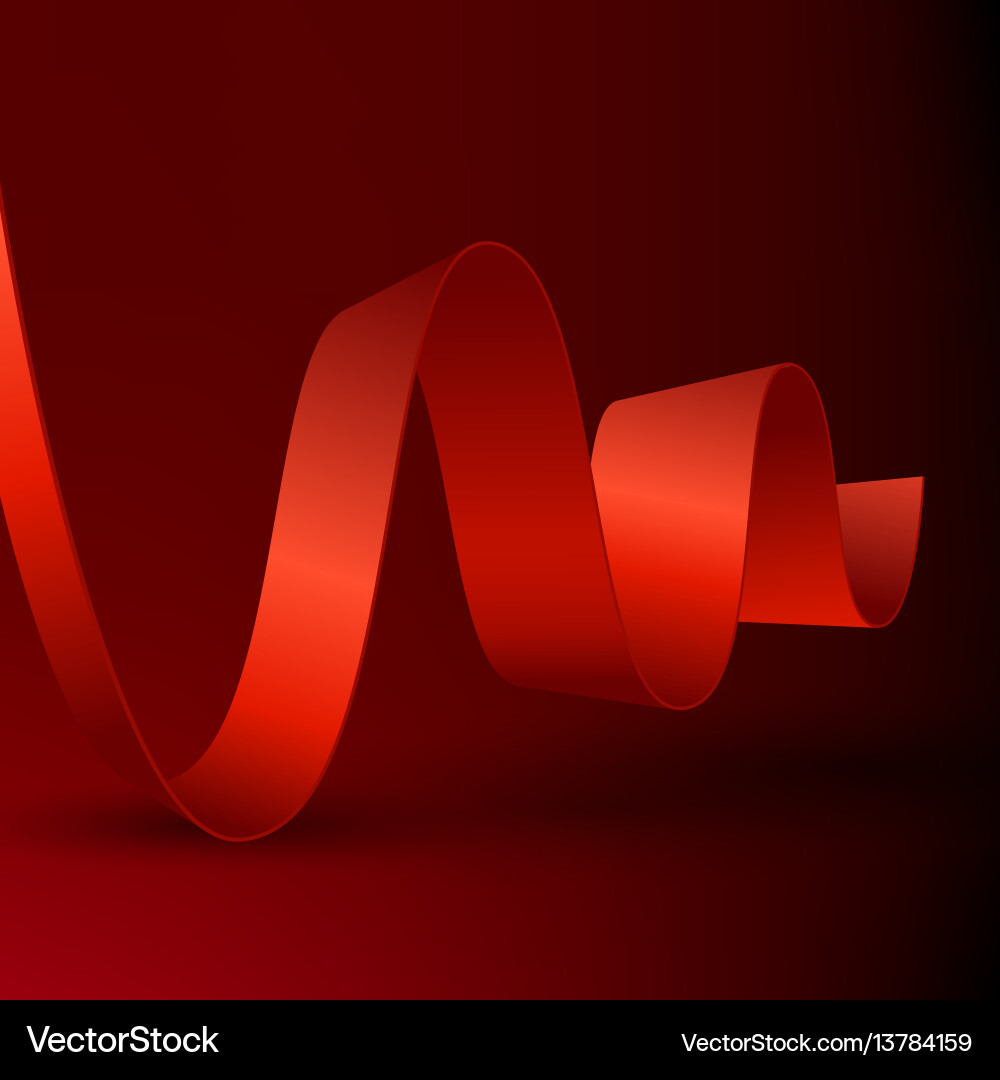 Red Ribbon Swirl on Dark Royalty Free Vector Image