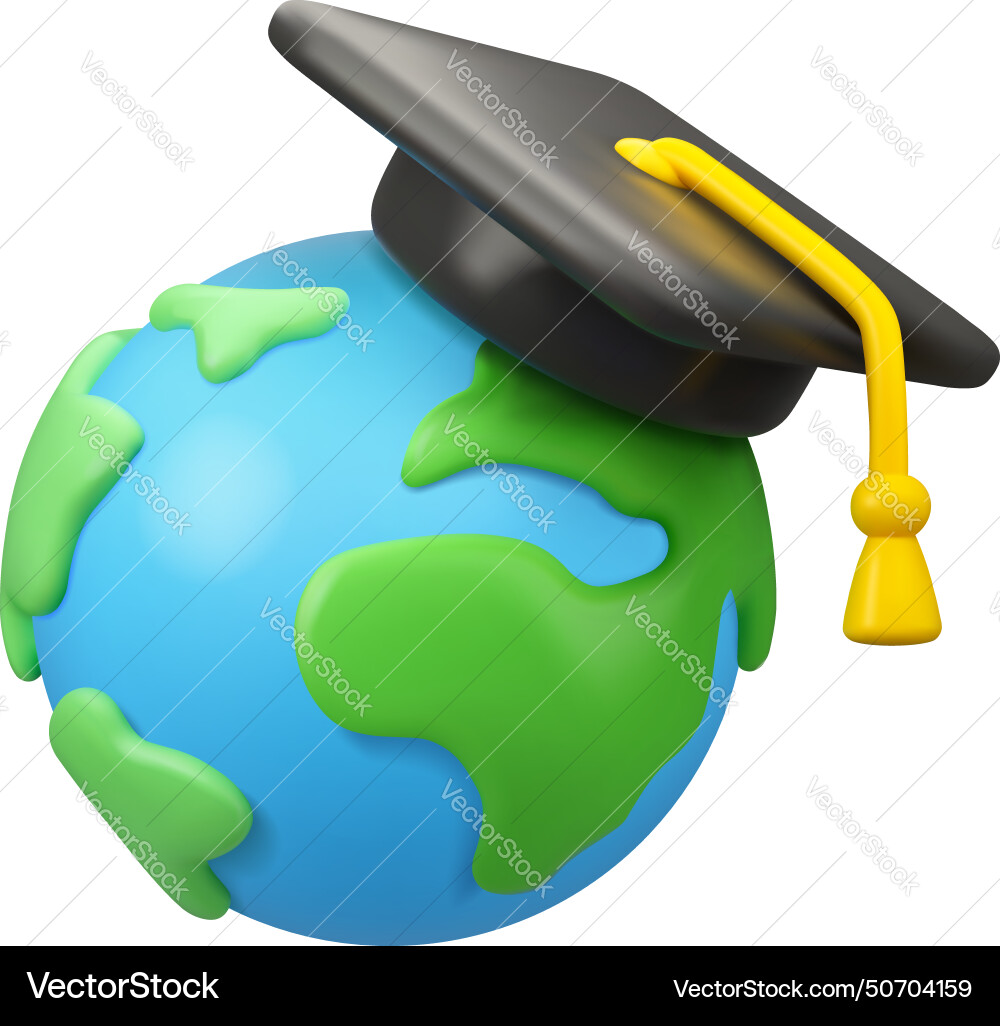 Study abroad 3d icon Royalty Free Vector Image