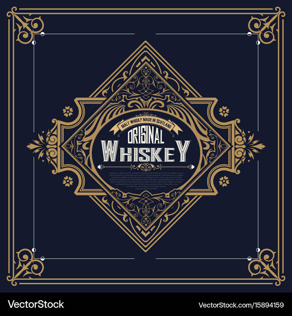 Vintage label for whiskey packing Royalty Free Vector Image