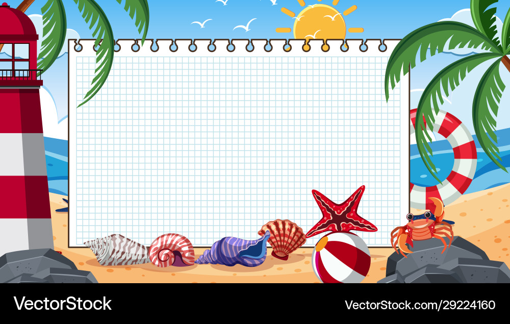 Border template with summer theme in background Vector Image