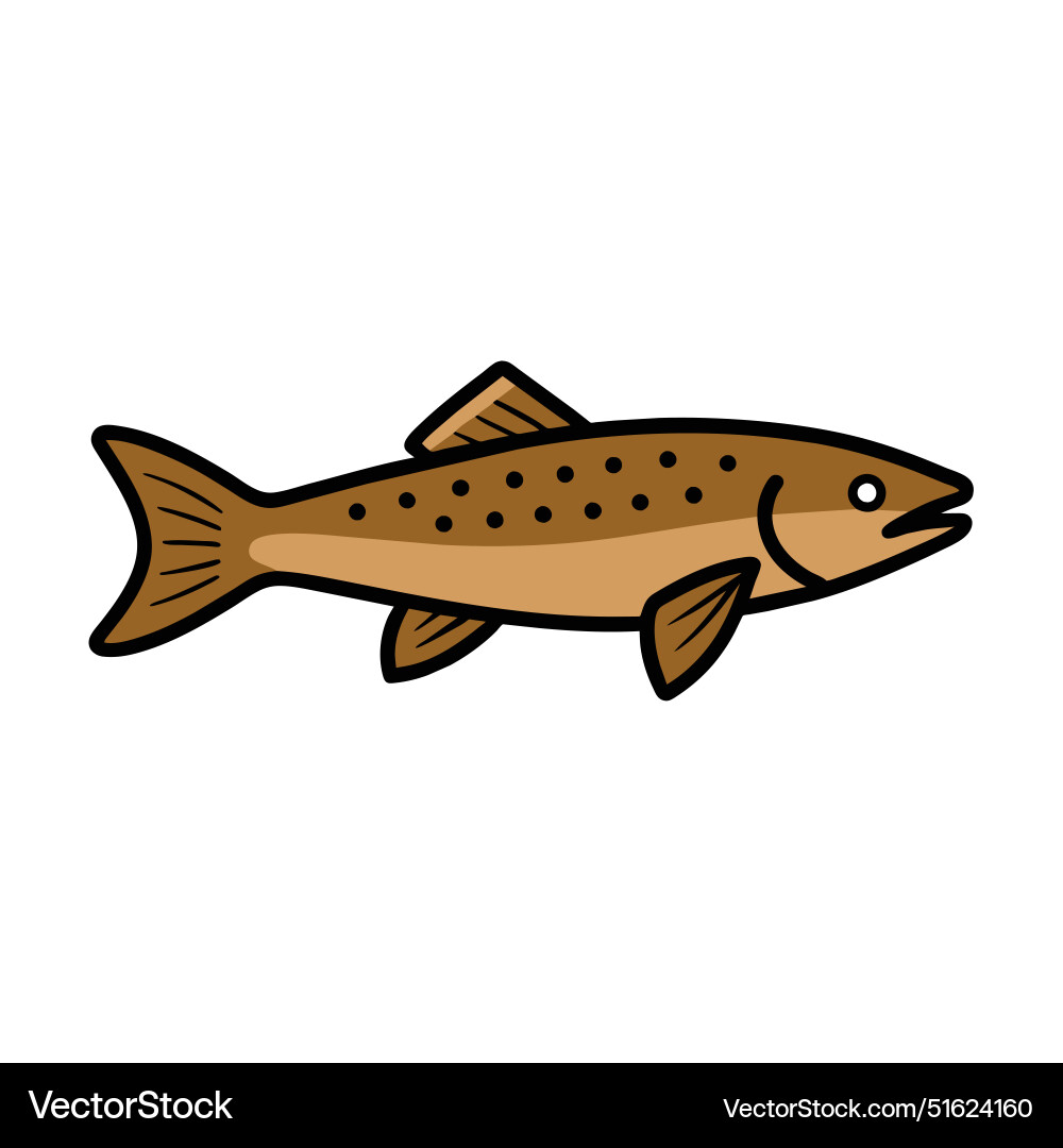 Brown trout fish stands icon Royalty Free Vector Image