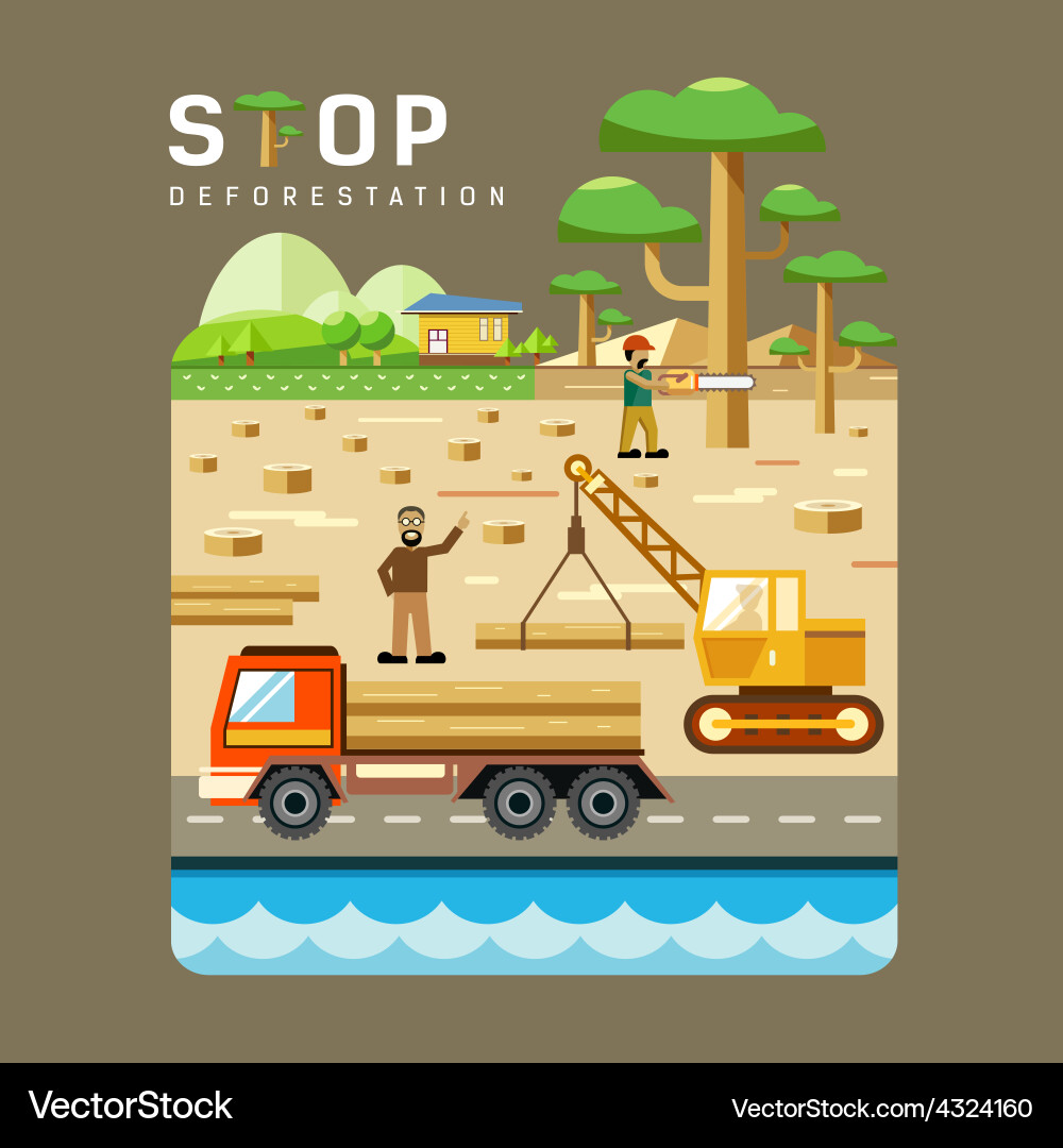 Deforestation concepts flat design Royalty Free Vector Image