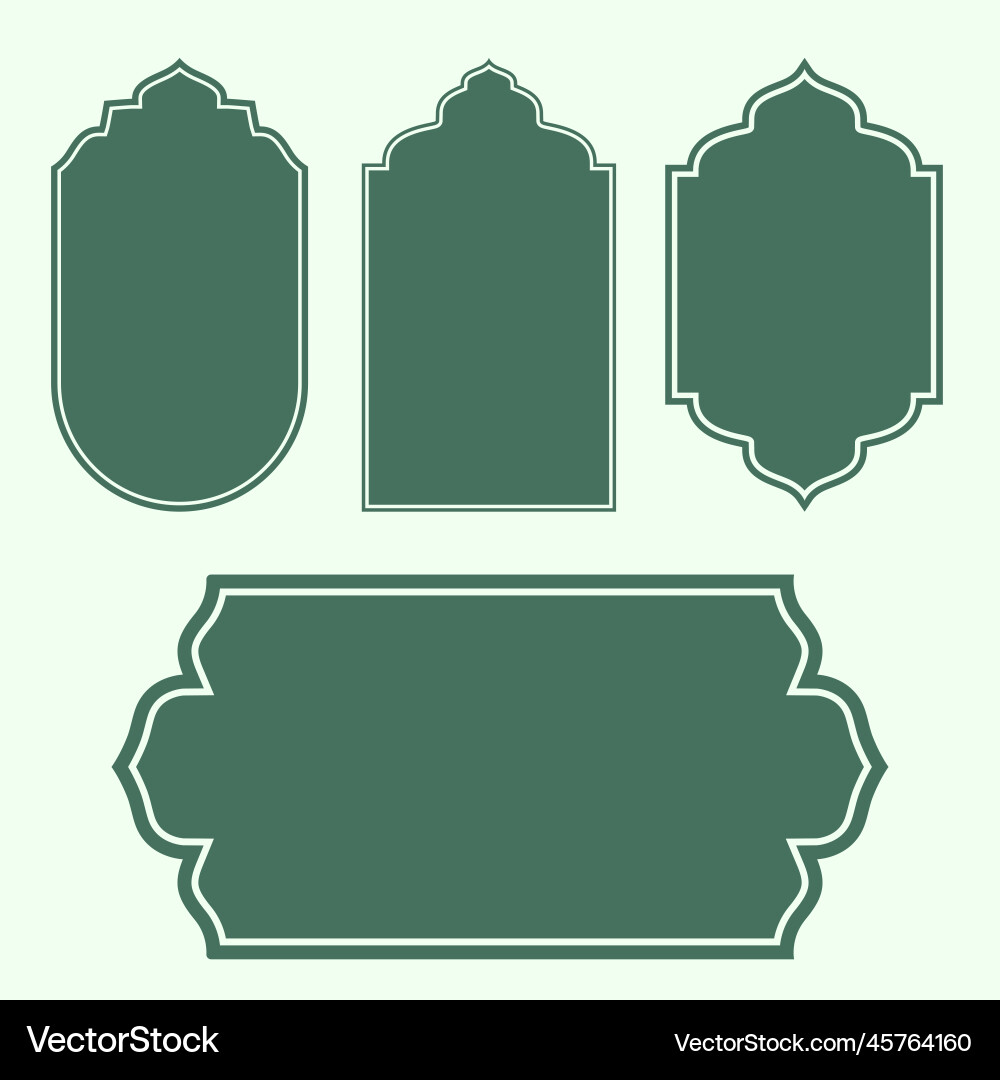 Four green islamic shape collection Royalty Free Vector