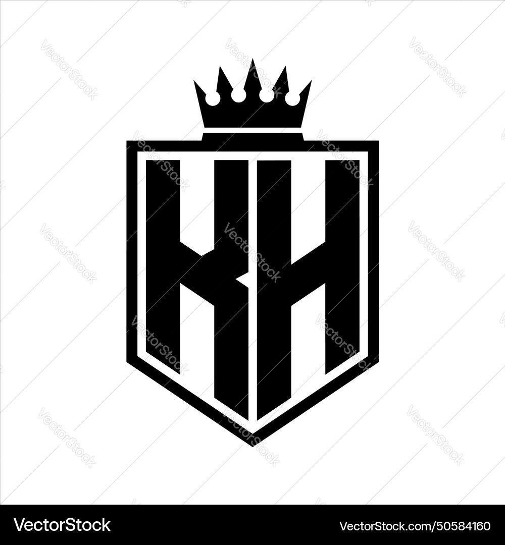 Kh logo monogram bold shield geometric shape Vector Image