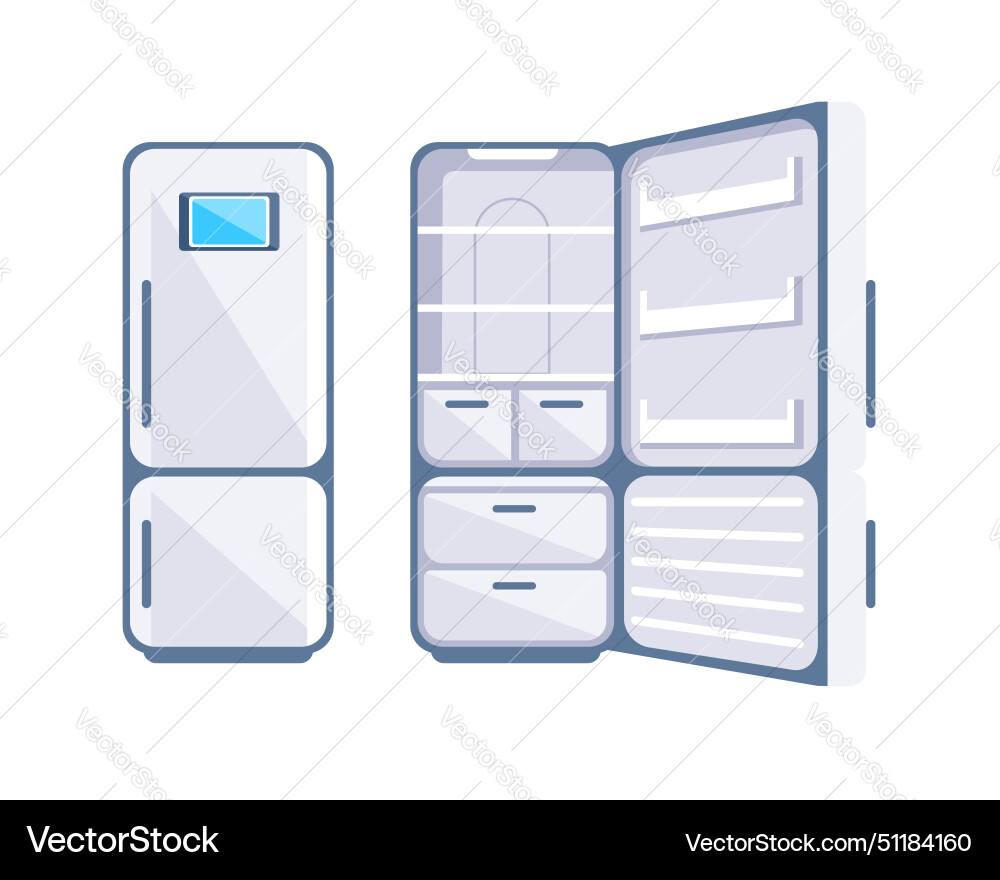 Kitchen refrigerator fridge open and close Vector Image