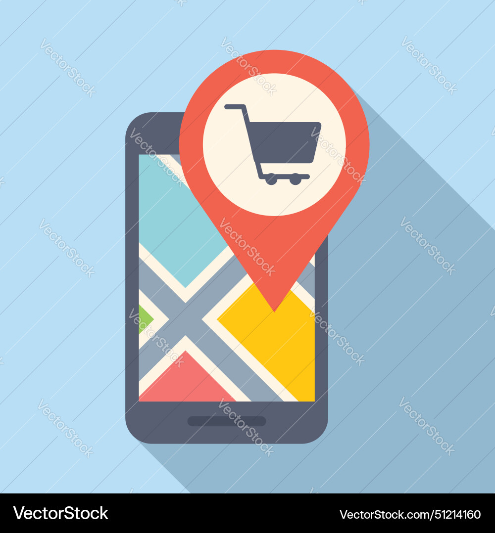 Place shop locator icon flat mobile app Royalty Free Vector