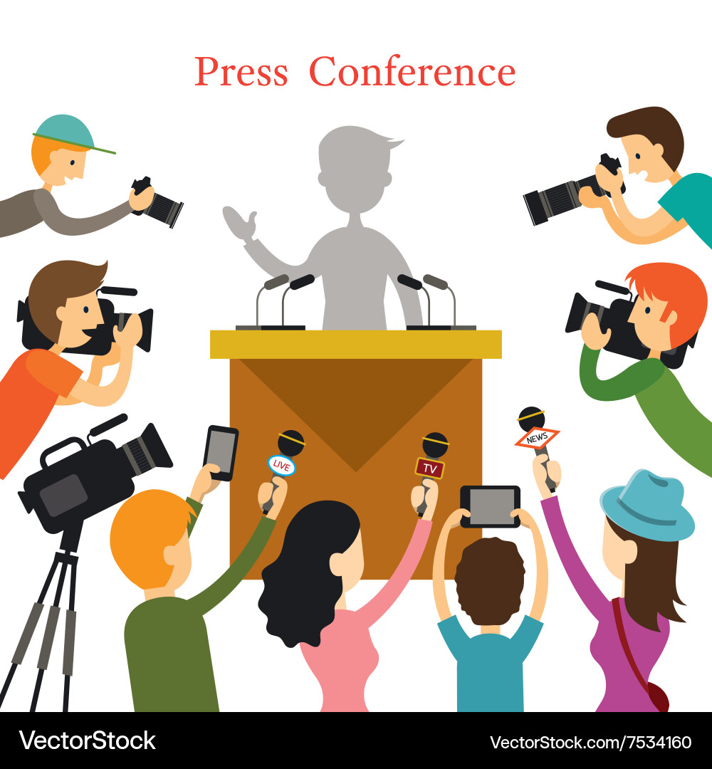 Press conference journalist interview Royalty Free Vector
