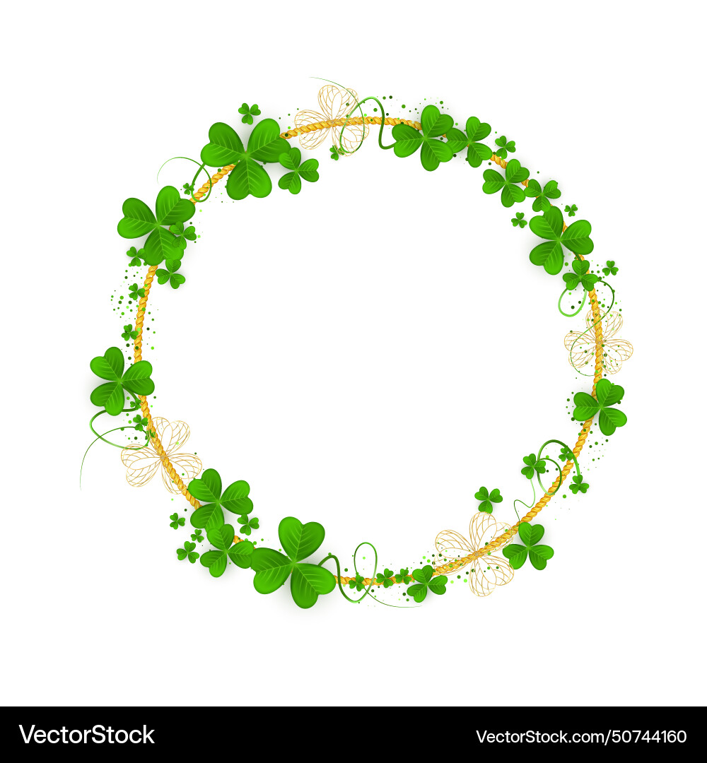 Realistic shamrock twisted wreath elegant Vector Image