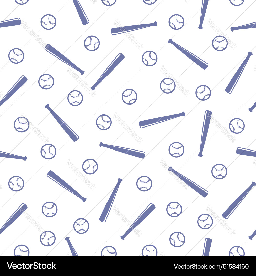 Seamless one colour pattern of balls and bats Vector Image