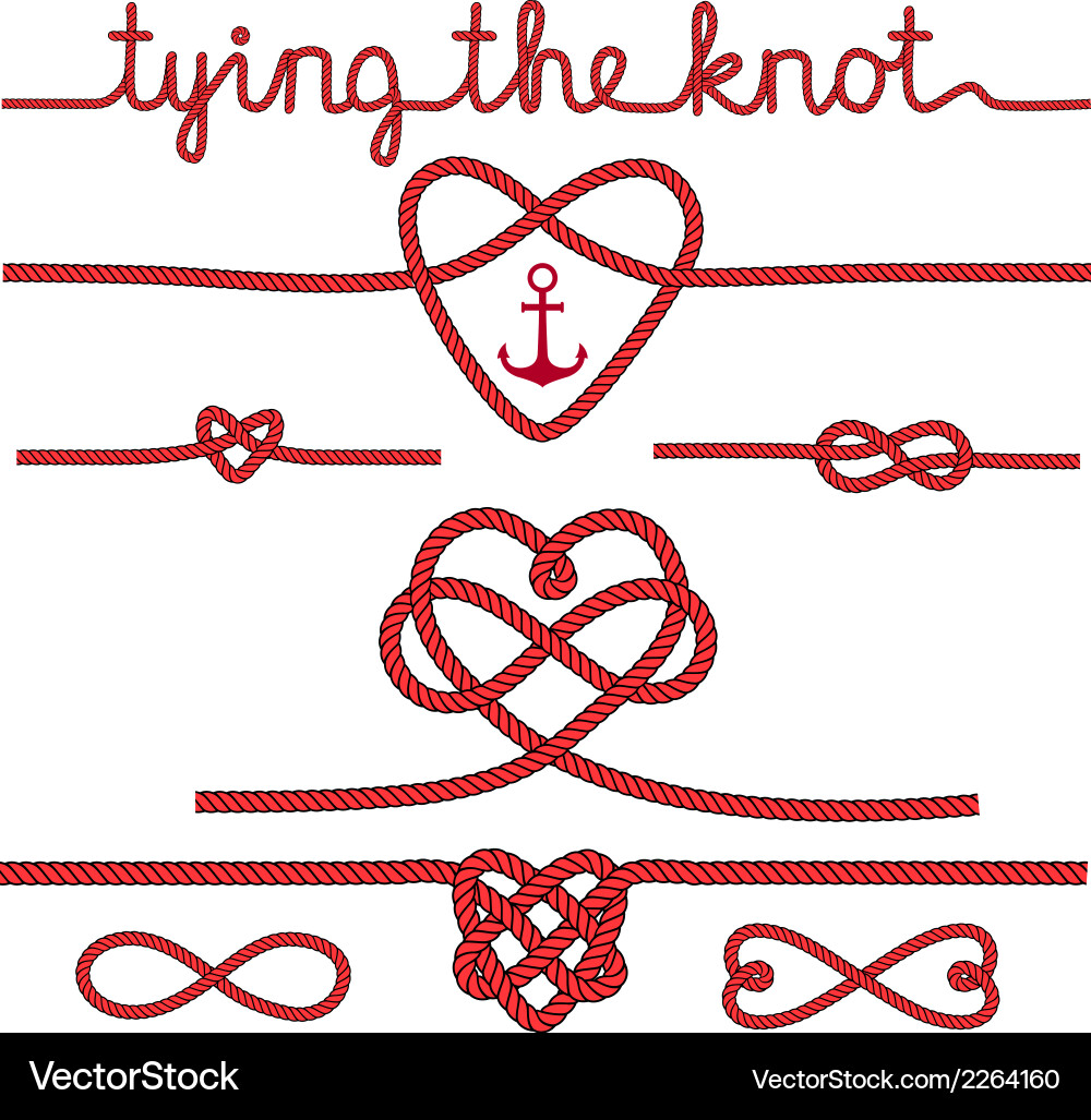 Tying the knot rope hearts set Royalty Free Vector Image