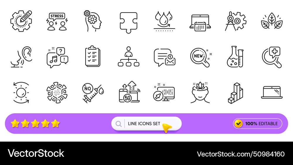 Whisper voicemail and coronavirus line icons for Vector Image