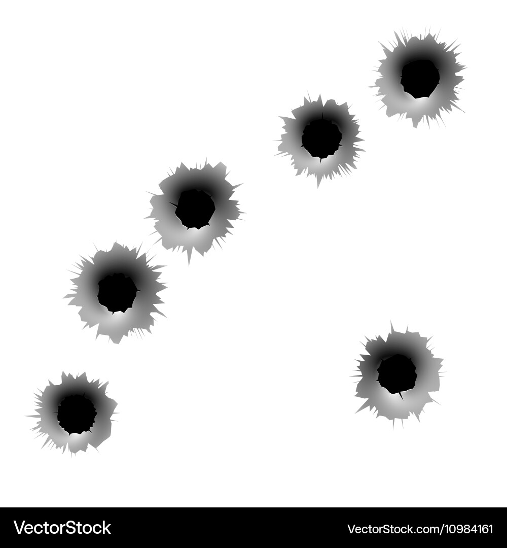 Bullet holes in metal shooting target set Vector Image