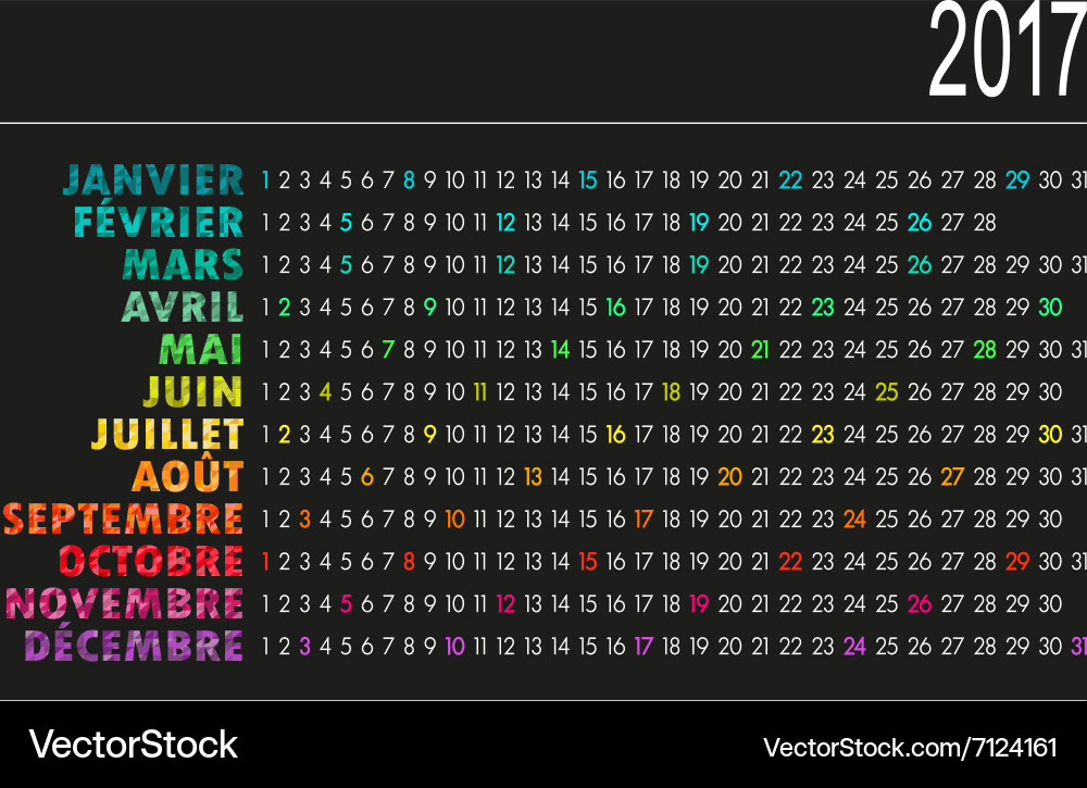 Calendar 2017 Royalty Free Vector Image - VectorStock