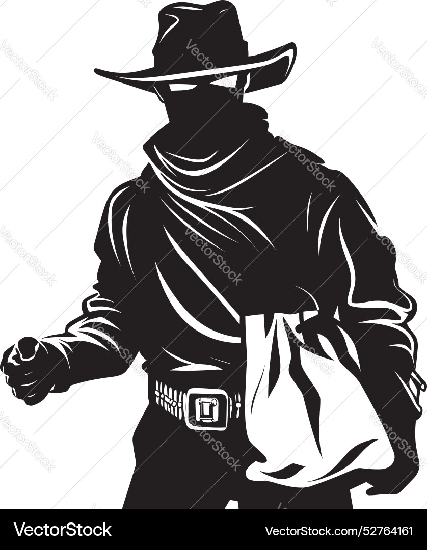 Cattle rustler chic cartoon masked cowboy robber Vector Image