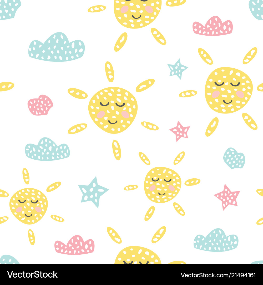 Childish seamless pattern with cute sun creative Vector Image