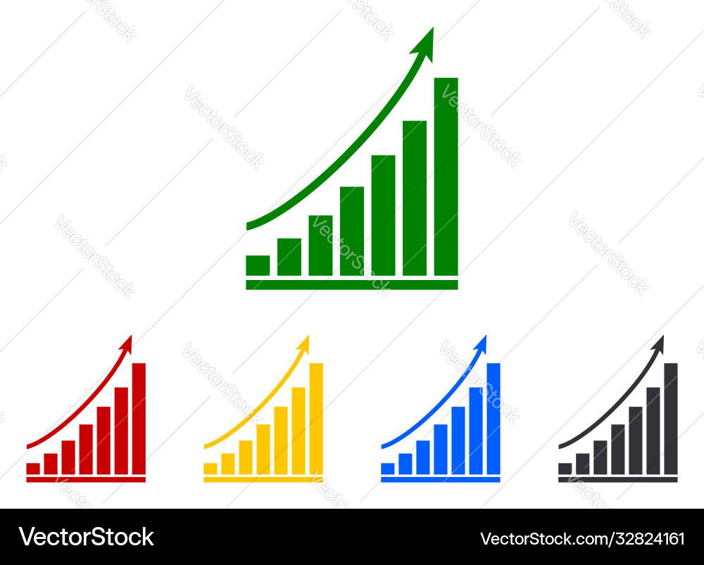 Graph grow chart with arrow up icon growth Vector Image