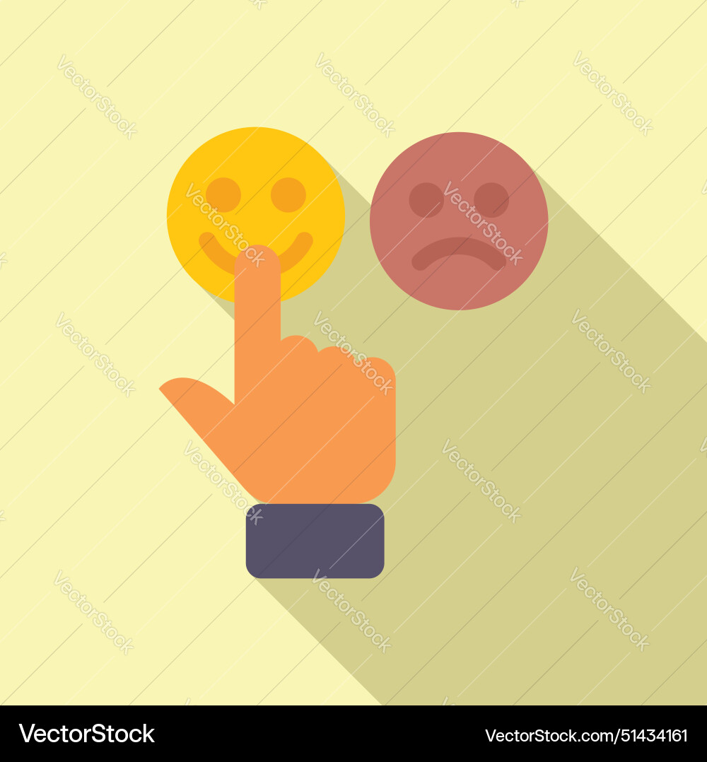 Graphic of a hand selecting happy face over Vector Image