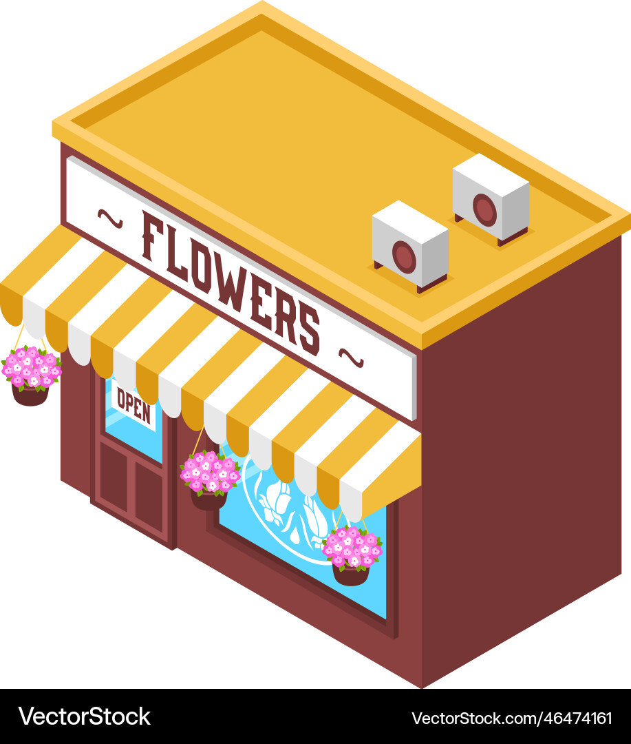 Isometric flower shop Royalty Free Vector Image